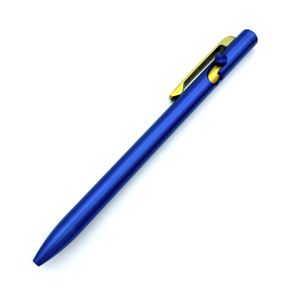 Tactile Turn - Titanium Slim Bolt Action Standard Size Pen Custom Blue ...