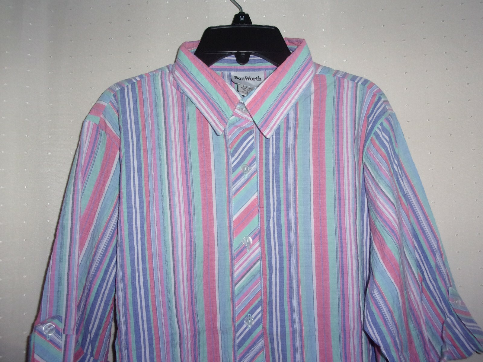 BONWORTH CLOTHING SIZE MEDIUM WOMENS SHIRT STRIPED MULTICOLOR PETITE ...