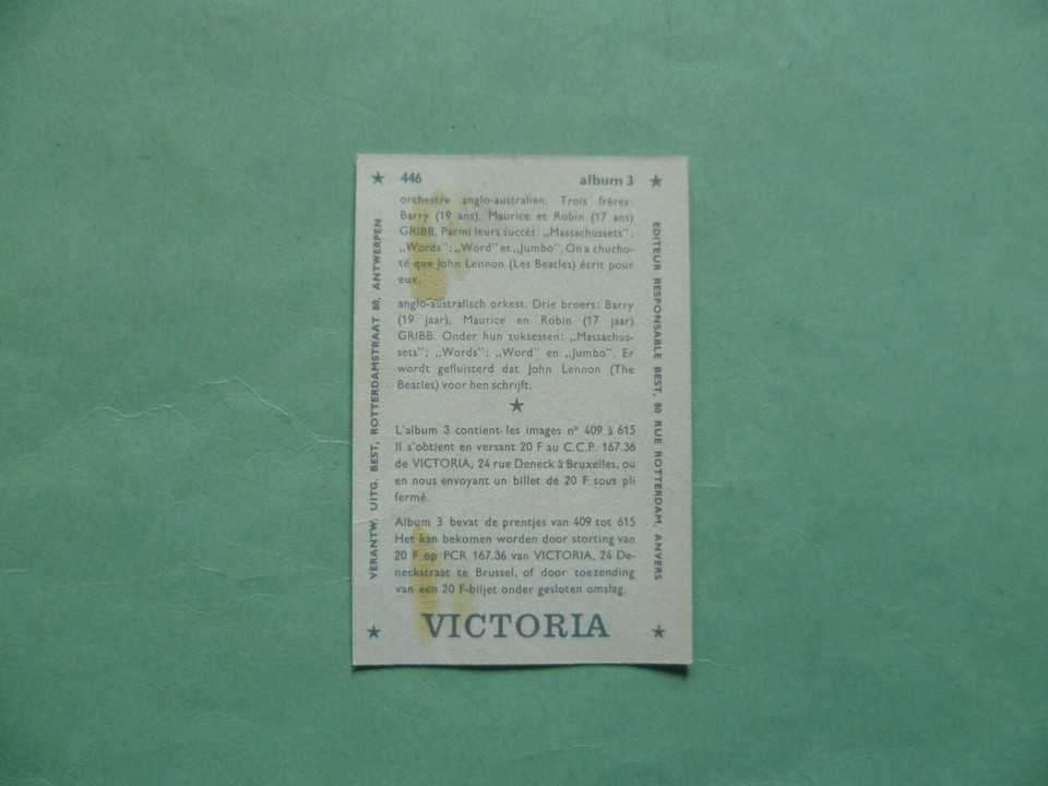 Trading cards Bee Gees Barry Maurice Robin Gibb Music stars band ...