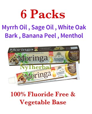 6 Tube MORINGA Toothpaste 5 in 1 Essential 100% Fluoride Free & Vegetable Base | eBay