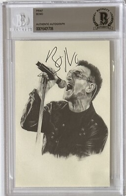 Bono U2 Signed Concert Picture Photograph Print BAS Beckett COA ...