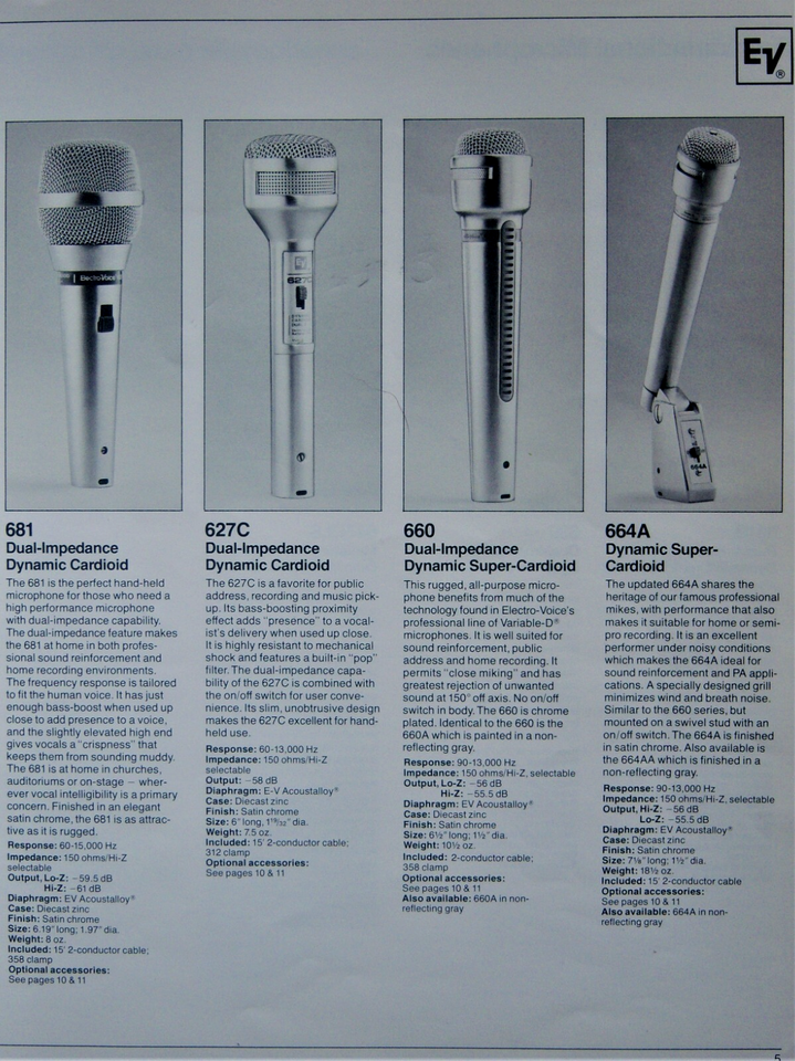 Vintage 1970's Electro Voice 660 dynamic cardioid microphone w ...