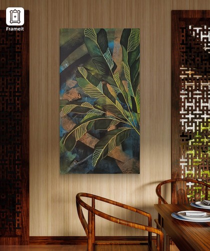 Original Botanical Leaves Painting on Canvas - Modern Wall Art ...