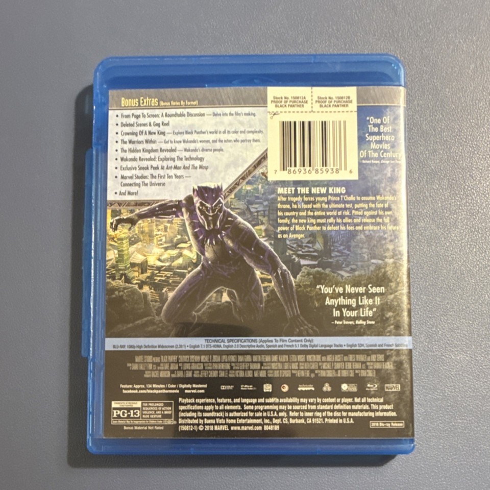 Marvel Studios Black Panther Blu-ray Widescreen (Chadwick Boseman) | eBay