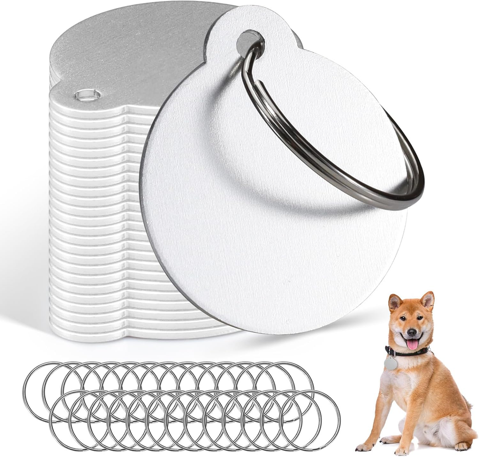 25Pcs Blank Dog Tags for Engraving, 3.1Cm/1.2In Dog Name Tags Cat Pet ...