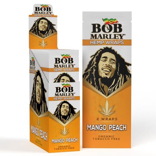 Bob Marley Wraps Rolling Paper - Mango Peach (Full Box of 25 Pouches ...