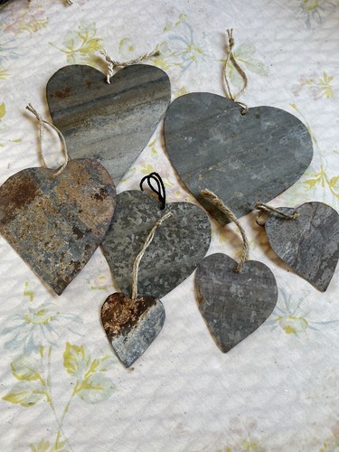 LARGE Lot Of GALVANIZED Farmhouse VALENTINES Heart Ornaments Cutouts ...