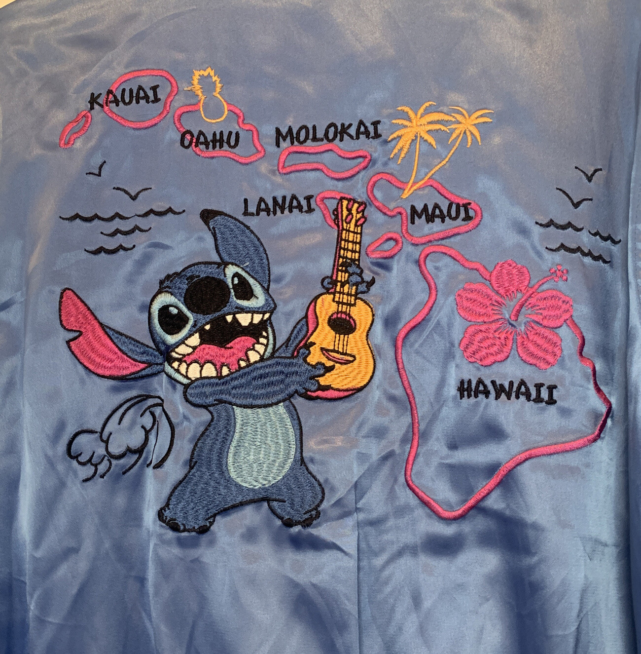 Disney Stitch Blue Bomber Jacket Embroidery Hawaii Ch… - Gem
