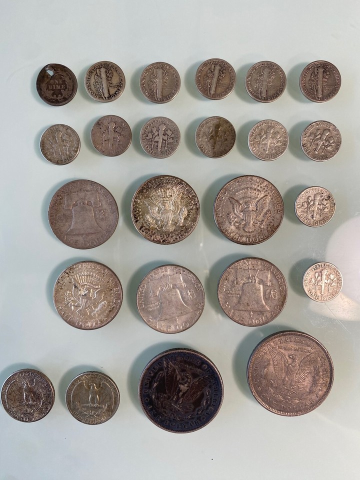 Mixed Pre-1965 90% Silver US Coins $6.90 Face - 2 Morgan Dollars, 50c ...