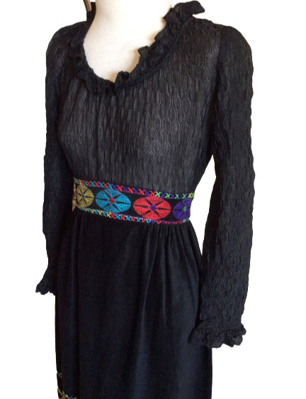 Sandine Originals Dress Size 9 Vintage Black Embroide… - Gem