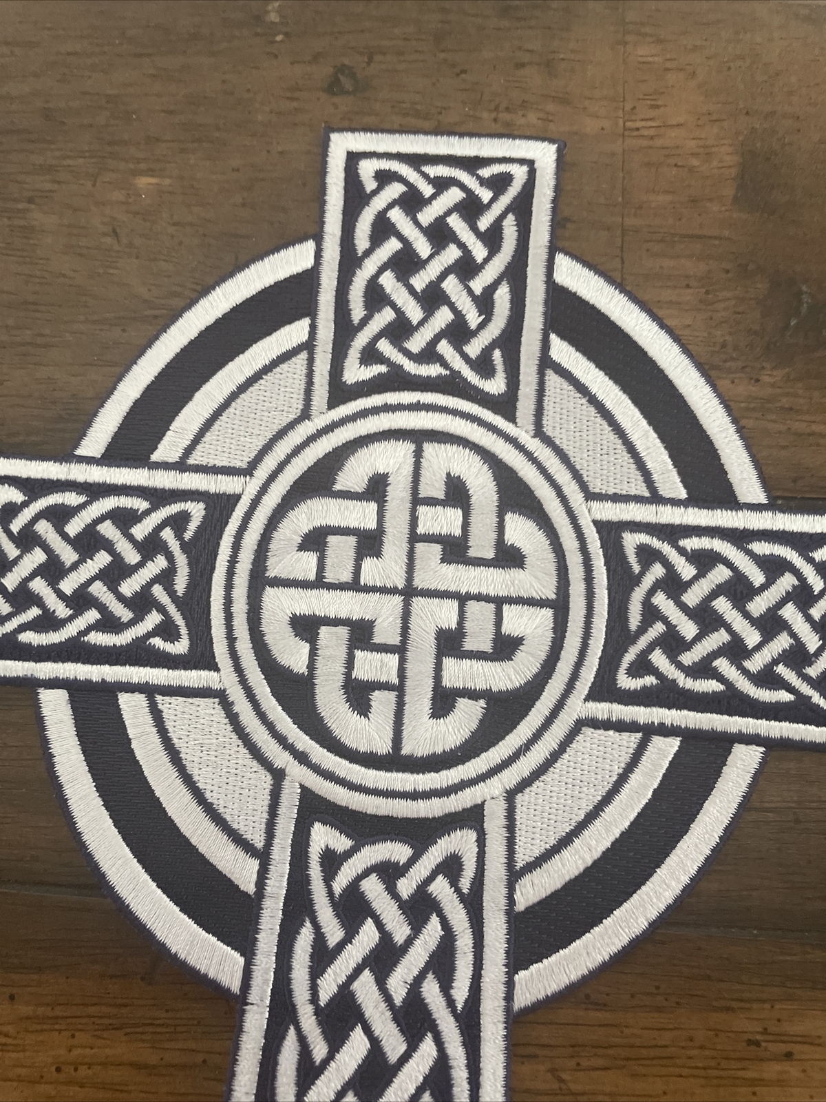 10” Celtic Gaelic Cross Vtg Motorcycle Jacket Vest Patch Iron On Biker ...