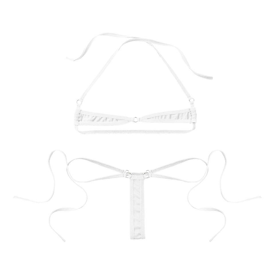 Women Micro Bikini Set Lace Up Halter Bra Low Rise Thong Sunbathing Swimwear Ebay