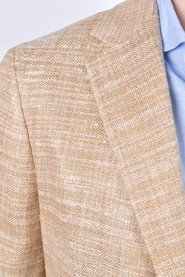 STILE LATINO handmade blazer US 42 EU 52 silk cotton beige Vincenzo ...