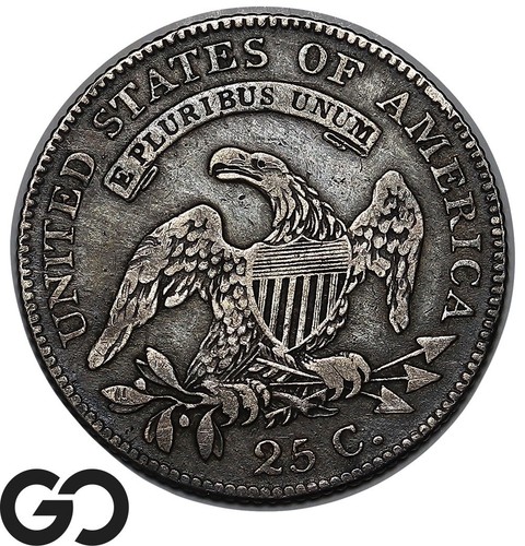 1818 Capped Bust Quarter, Neat Obv Die Breaks, Choice VF Early ...