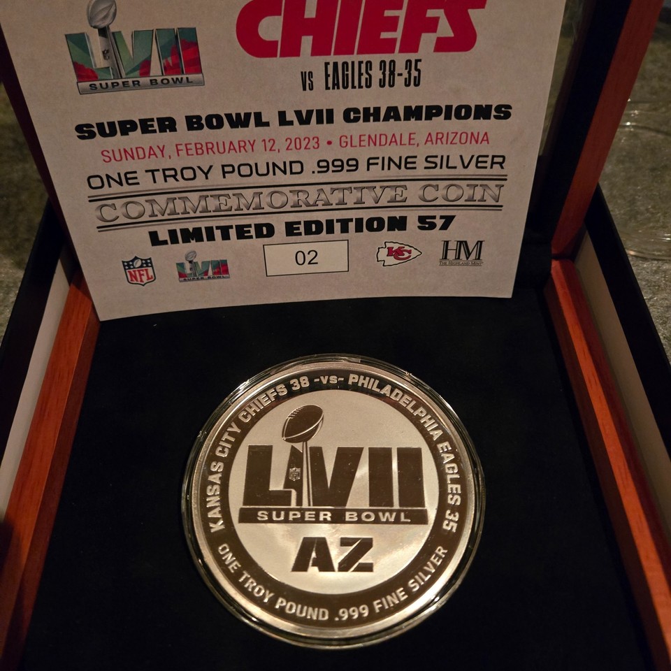 2023 Eagles vs Chiefs Superbowl 57 limited edition 2/57 1 troy pound ...