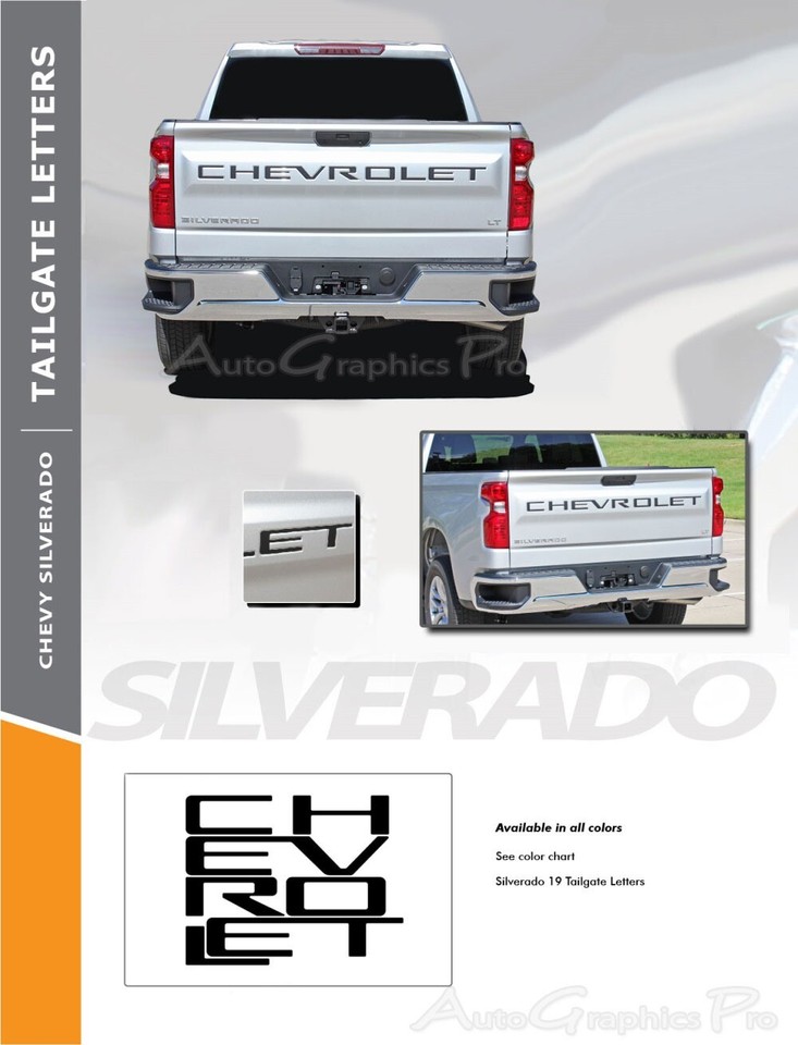 2019-2025 Chevy Silverado Tailgate Insert Name Letters Decals 3M Vinyl ...