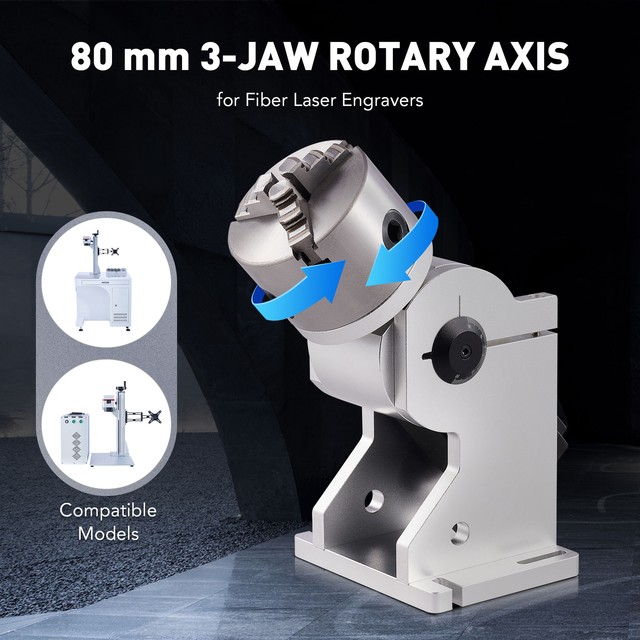 OMTech 3 Jaw Rotary Axis Attachment 360deg Metal Laser Marking Machine ...