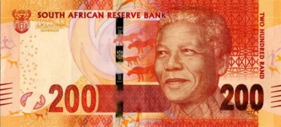 200 Circulated South Africa Banknote. 200 Rand Currency. 200 Rand 2015 ...