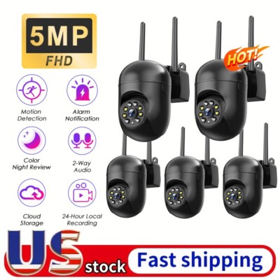 5PCS PTZ Rotate Wireless WIFI Security Camera 5MP Home System Color ...