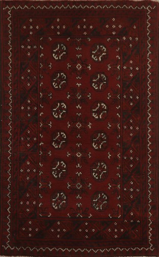 Balouch Afghan Foyer Rug 3x4 Ft Handmade Tribal Red Oriental Wool ...
