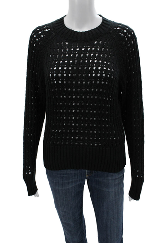 J Crew Unisex Black Cotton Crew Neck Pullover Sweater Long Sleeve Boho ...