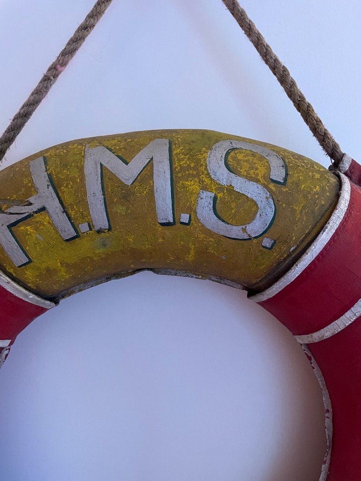 Beach House Nautical Ring Life Preserver WWII “HMS Papua” Crown UK ...