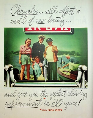 1945 Chrysler Automotive Vintage Print Ad 1940s Naval Boating Gyrol ...