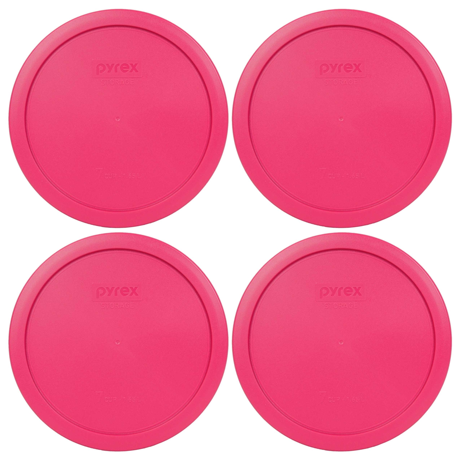 New Pyrex 7402-PC 6/7 Cup Fuschia Pink Round Plastic Lid 4PK for Glass ...