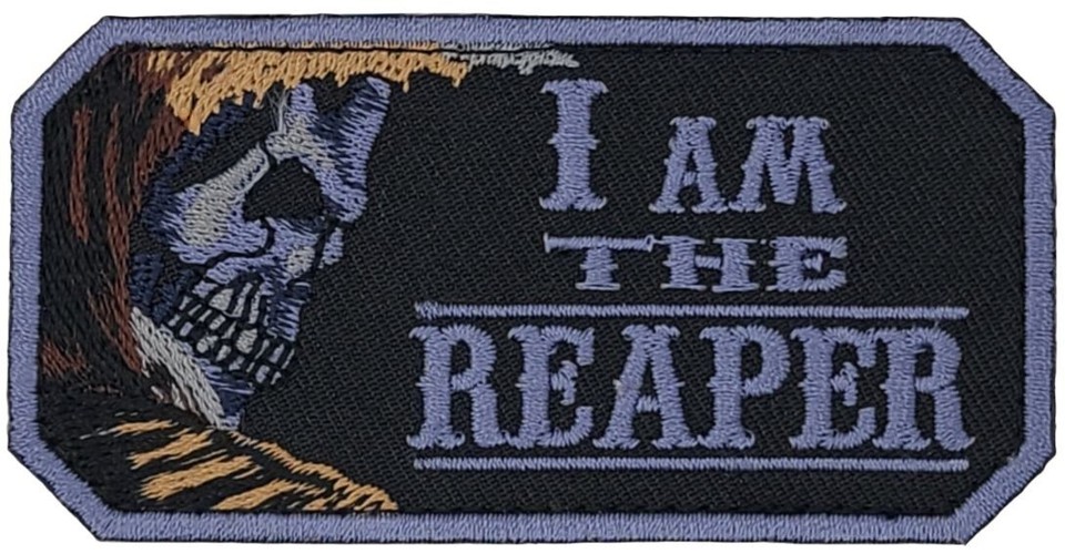 I Am The Reaper Embroidered Reaper Skull Patch || 2PC HOOK BACKING 3.5 ...