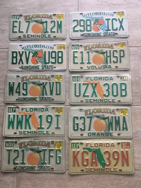 10 Assorted Florida License Plates 1997 2015 Big Orange Double Orange State EBay 10-assorted-florida-license-plates-1997-2015-big-orange-double-orange-state-ebay