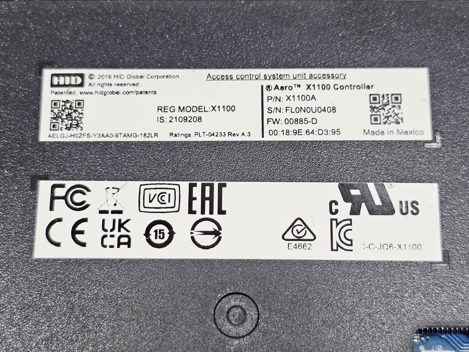 HID AERO X1100 INTELLIGENT CONTROLLER ACCESS CONTROL UNIT P/N: X1100A ...