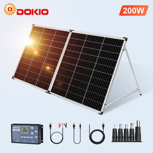 Dokio 200W Mono Folding Solar Panel, 12V for Boat, RV, Off-Grid and ...