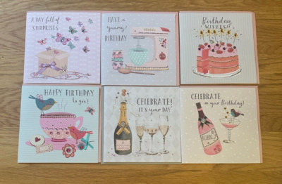 Set of 6 Premium European Birthday Greeting Cards – Embellished Designs ...