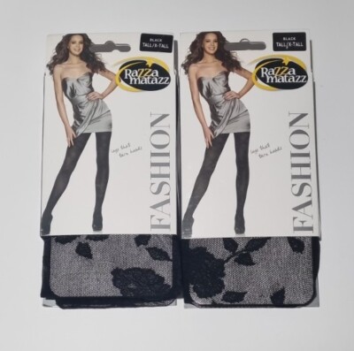 Razzamatazz Floral Black Stockings Size Tall / XTall Brand New in ...