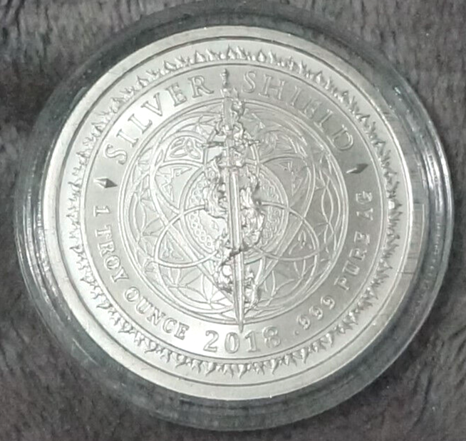 2018 CROWN CHAKRA Silver Sheild 1oz .999 Silver Coin in Capsule ...