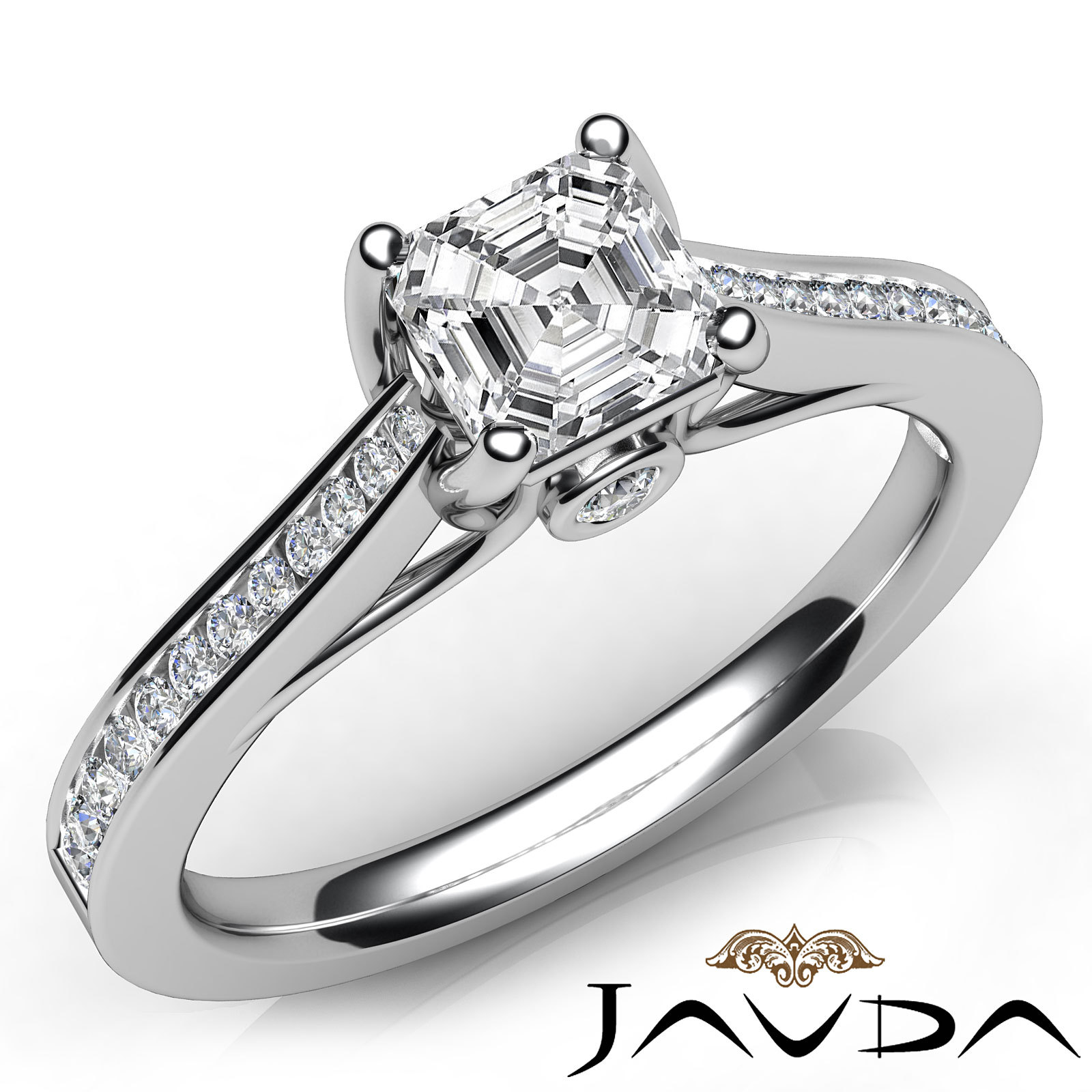 Trellis Style Prong Channel Set Asscher Diamond Engagement Ring GIA G ...
