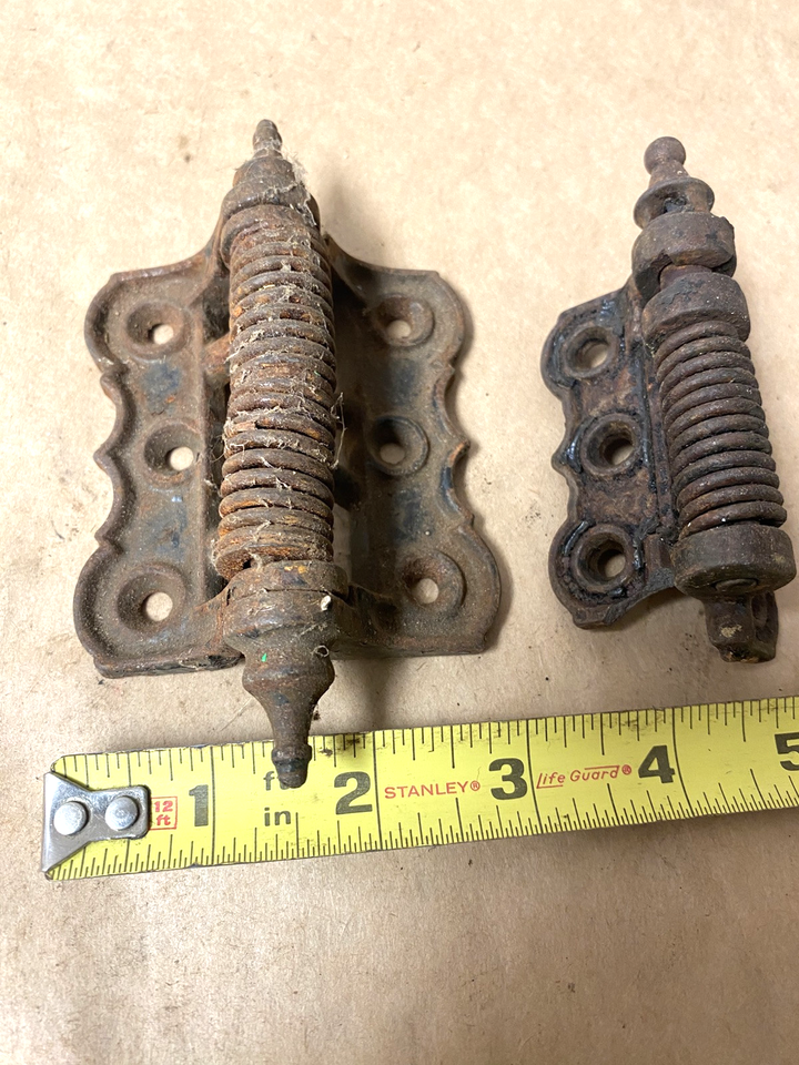 3 Vintage Antique Victorian Cast Iron Spring Loaded Screen Door Hinges ...