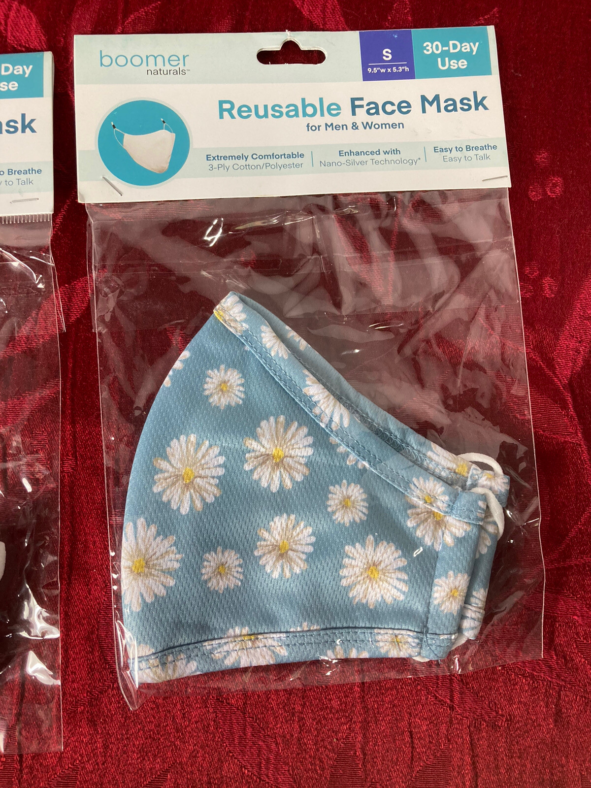 Boomer Naturals Nano Silver Technology (3) Prints Reusable Face Mask ...