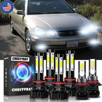 For 98-05 LEXUS GS 300 400 430 6000K LED Headlight High/Low Beam Fog ...
