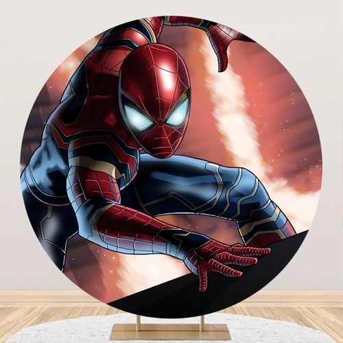 Spider-Man Round Backdrop Cover Boys Birthday Party Photo Background ...