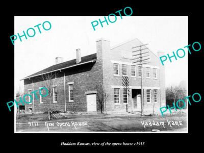 OLD POSTCARD SIZE PHOTO OF HADDAM KANSAS VIEW OF THE OPERA HOUSE c1915 ...