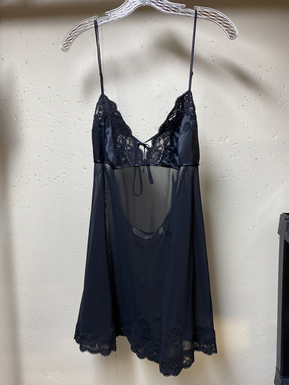 90s Y2K Victoria's Secret Black Sheer Negligee Linger… - Gem