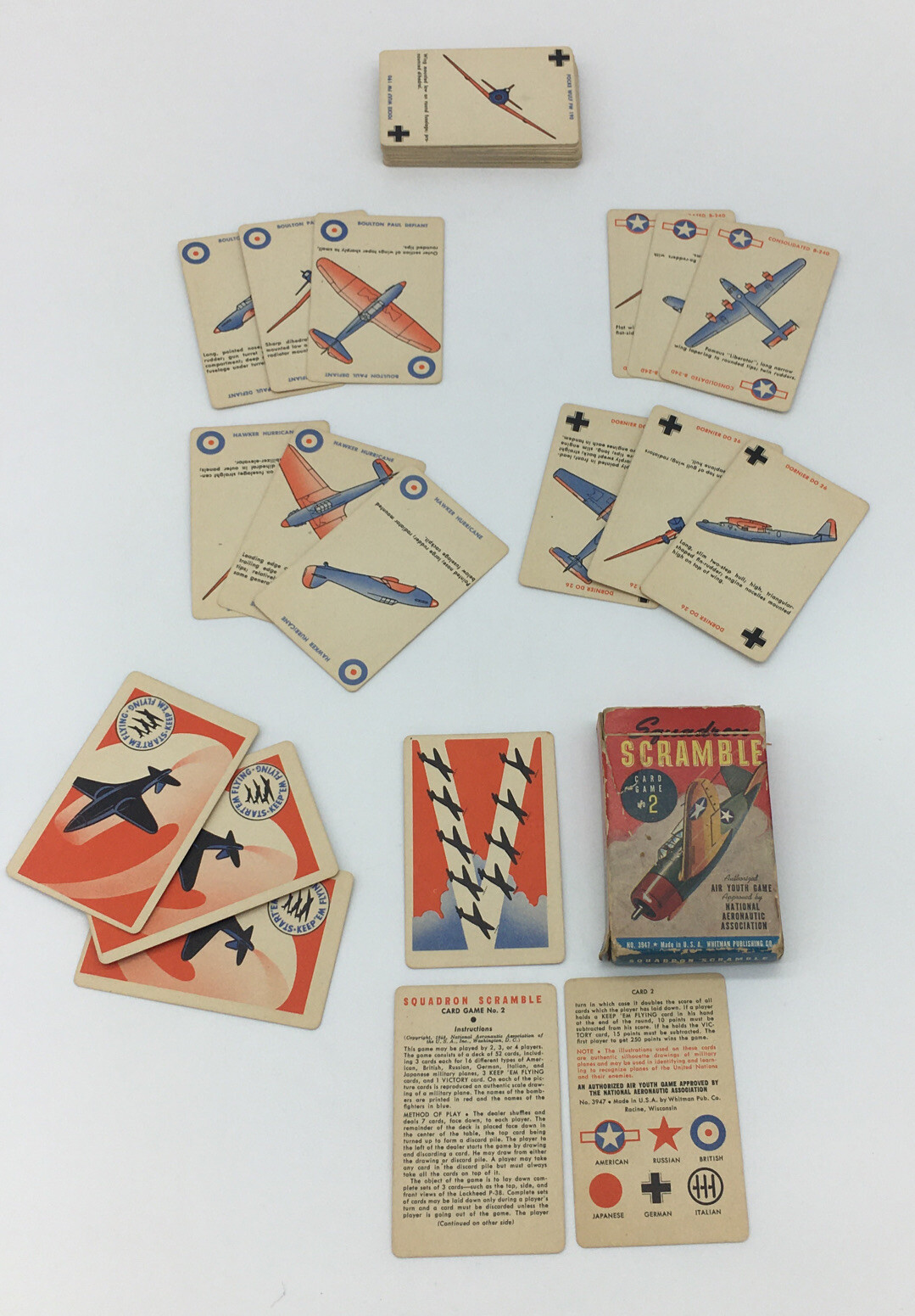 Vintage 1942 WWII Squadron Scramble Card Game No. 2 Complete Original ...