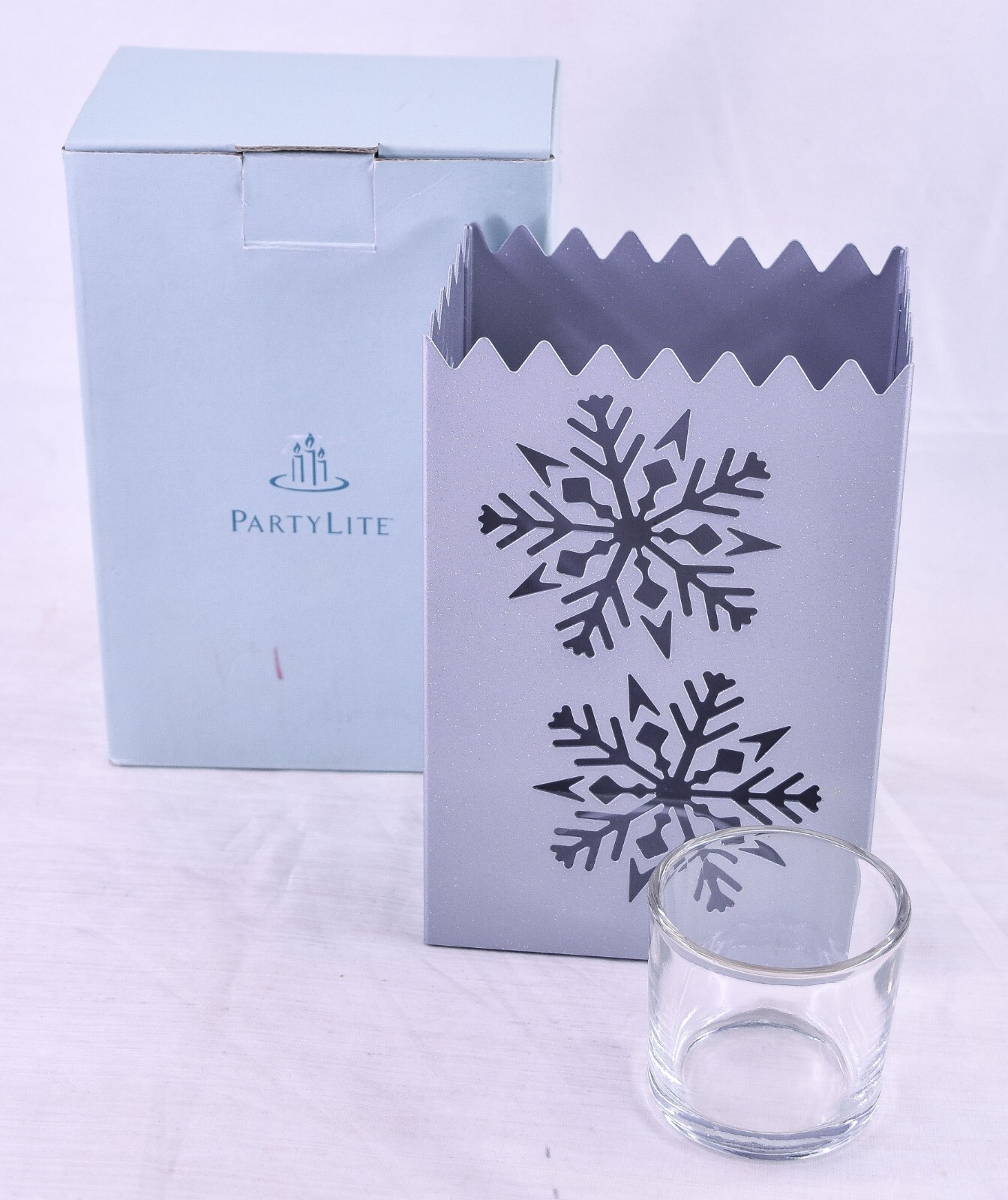 Partylite Snowflake Luminary Metal Cutout Candle Holder With Votive Cup ...