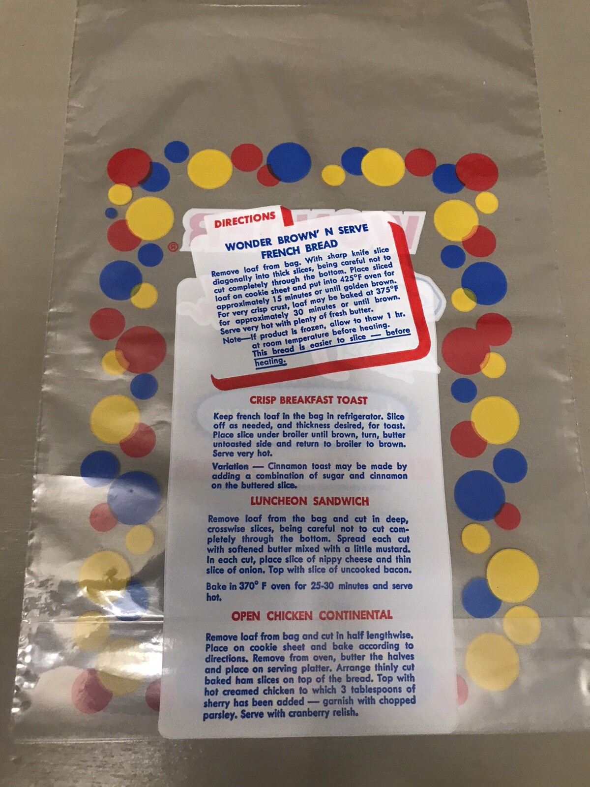 Vintage Wonder Bread Wrapper Bag | eBay