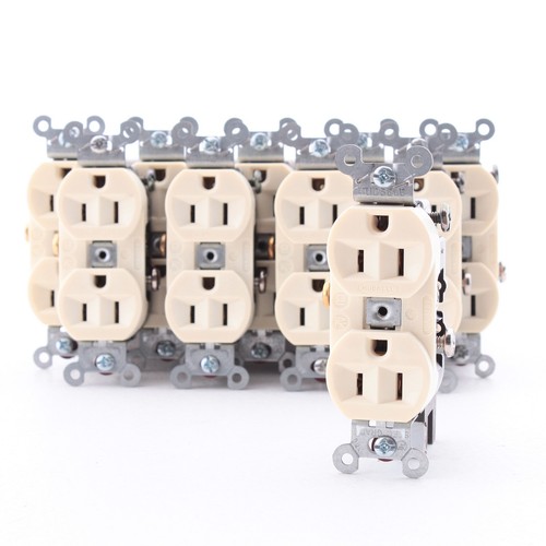 Hubbell CRF15LA Almond 15A Finder Groove Duplex Receptacle Outlets 5 ...