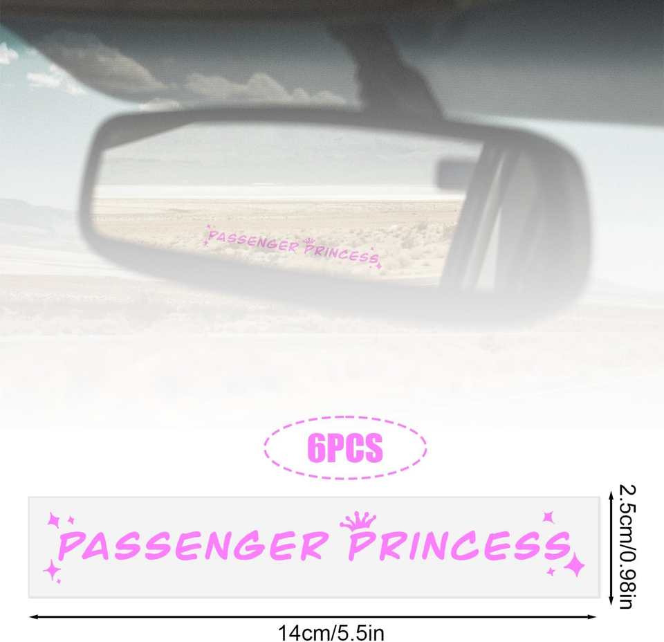 Passenger Princess Stickers, 6Pcs Cute Funny Rearview Mirror Sticker ...