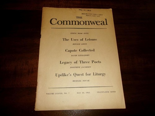 1963 THE COMMONWEAL MAGAZINE PUBLIC AFFAIRS LITERATURE & ART CAPOTE ...