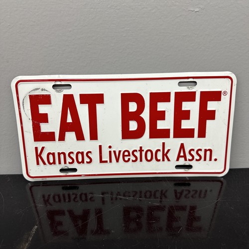 EAT BEEF Kansas Livestock Association METAL TAG White Red 1932 ford ...