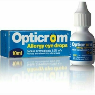 Opticrom Hayfever Eye Drops 10ml Sodium Cromoglicate 2% w/v Itchy ...